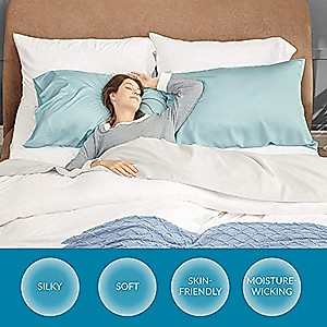 SHEETSPA Italian Finish 1000 Thread Count Hotel Quality King Size 2 Piece Pillowcases 100% Egyptian Cotton Set of 2 Pillow Cases (King 20"X40") - Solid Light Blue