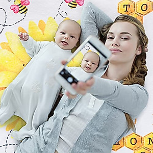 SUKOON Sunflower Monthly Milestone Blankets for Baby Boy/Girl | 47 x 40 inch | Bumblebee Age Photo Blanket with Marker and Bibs - Perfect Addition to The Baby Photo Album