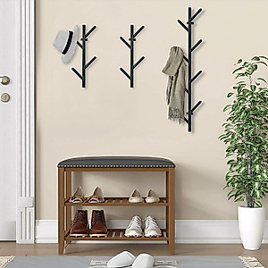 FANTAKI Coat Rack Wall Mount Set of 2, Black Metal Vertical Hat Rack for Wall, Floating Coat Racks for Jackets/Bags/Scarves, Coat Hanger Wall Mount for Entryway/Office/Hallway/Bathroom