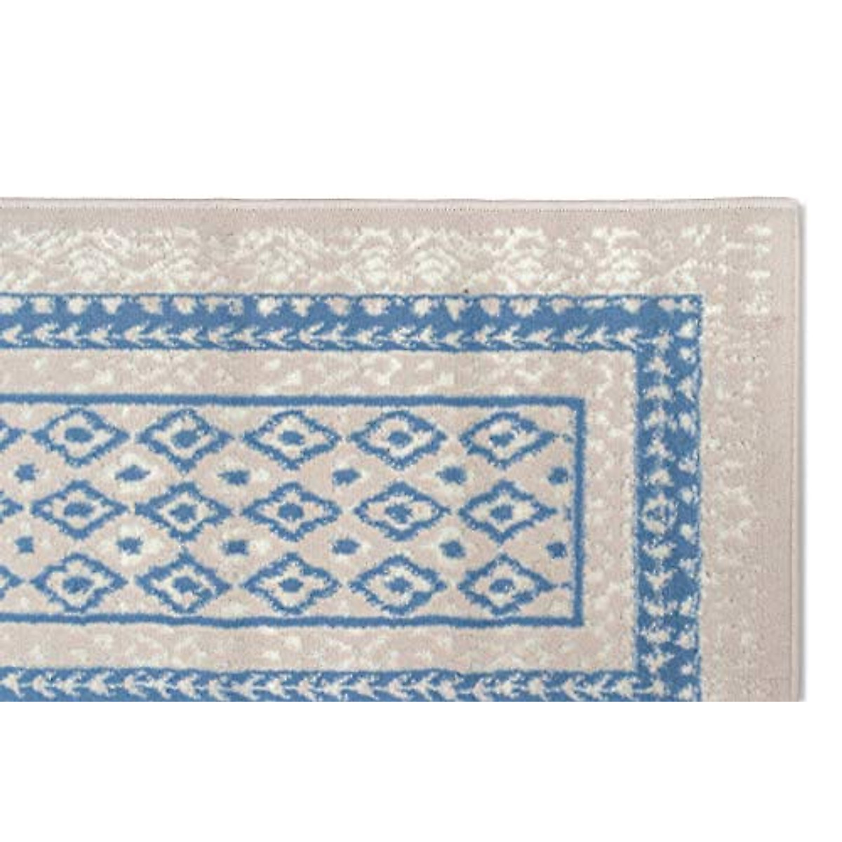 Furnish my Place Bordered Transitional Rug - 7 ft. 8 in. x 11 ft, Light Blue, Accent Rug with Geometric Pattern