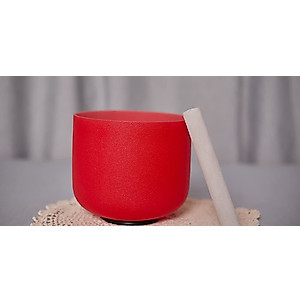 Red C Note Crystal Singing Bowl 8 Inch Root Chakra singing bowl with Free O-Ring Glue Hammer or Plastic rod wrapped in Sheepskin included For Promotes Peace Chakra Healing and Mindfulness