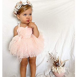 Infant Baby Girl Summer Outfits Sleeveless Dress Romper Lace Tutu Onesie Backless Jumpsuit Ruffle Bodysuit One Piece (I-Pink, 6-12 Months)