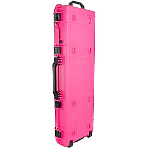Eylar 38" Inch Protective Roller Rifle Hard Case with Foam, Waterproof & Crushproof, Two Rifles Or Multiple Guns, Pressure Valve with Lockable Fittings Pink