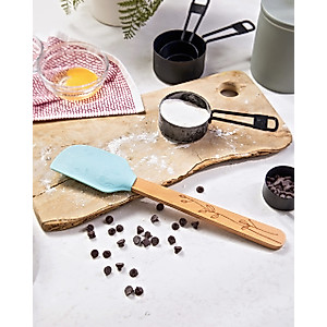Talisman Designs Silicone Spatula & Laser Etched Beechwood Handle | Woodland Owl Design | Cute & Functional Kitchen Tool | Natural Wooden Decorative Spatula