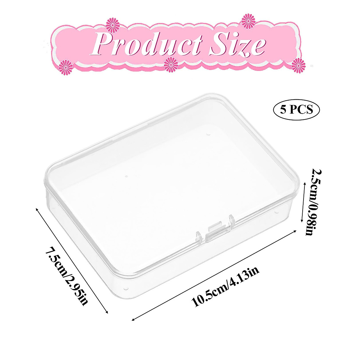 Tucnoeu 5 Pcs Small Plastic Box 4x3x1 Inches Small Storage Containers with Lids Mini Clear Rectangle Box Organizer for Collecting Small Items,Beads,Game Pieces,Business Cards,Crafts Accessories