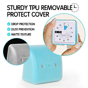 Visual Timer with Protective Case, 60-Minute Countdown Timer for Kids Autism ADHD Classroom Home Office, Countdown Clock for Teaching Work, Pomodoro Timer for Time Management Education, Sky Blue