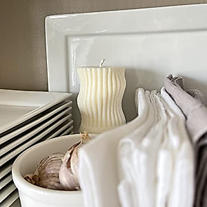 Twigs & Birch Curvy Pillar Candle (1 Ivory Artisan Hand Made) | 100% Natural Unscented Soy Beeswax Candles for Gift | Smokeless Non-Toxic Air-Purifying | Canadian Made, Slow Burning 4x3