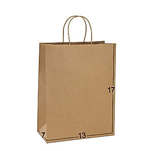 BagDream Paper Bags 25Pcs 13x7x17 Gift Bags, Party Bags, Shopping Bags, Retail Bags, Merchandise Bags, Recycled Kraft Paper Bags with Handles Bulk Brown