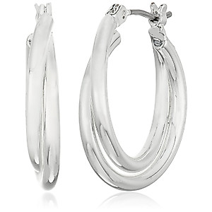 NINE WEST Women's Infinite Shine Twisted Hoop Earrings