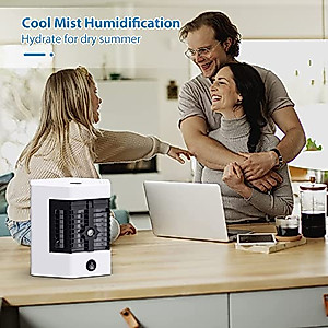 Skcoipsra Portable Air Conditioners 3-in-1, Small Air Conditioner with Adjustable Mode, Personal Evaporative Air Cooler for Desktop, Mini Conditioner with Humidifier for Bedroom Car Office Camping