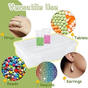 ANQEEL 3 PCS 64 Grids Diamond Painting Storage Containers,Craft Storage Tool Box with Label Stickers,Portable Storage Organizer for Jewelry,Art DIY,Crafts,Beads, Clear