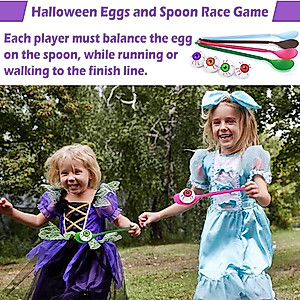 AMENON 12 Player Halloween Games, 12 Halloween Eyeball Egg & 12 Spoon Race Game for Kids Adults, Halloween Party Favors Supplies, Halloween Party Game Toys Outdoor Classroom Carnival Games Treats Gift