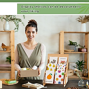 Barydat 2 Pcs Greeting Card Display Stand Wooden Multipurpose Brochure Holder Stand Display Racks for Vendor Events Portable Magazine Literature Organizer Rack (Natural,9 x 9.6 x 13.2 Inch)