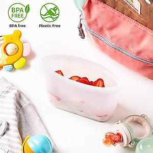 Winrock Reusable Silicone Food Storage Bag, for Microwave, Oven, Fridge, Freezer & Sous Vide Zip Sealed Containers (3 size：53oz, 32oz, 18oz)…