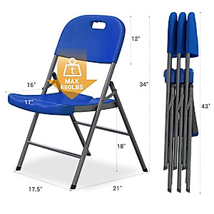Folding Chair for Outside Upgrade Heavy Duty Folding Chairs 20 Pack ,Royal Blue Folding Chair Patio Dinning Chair Foldable ,MAX650lb, Outdoor Chair / Wedding Chair / Party Chair / Office Chair Used As