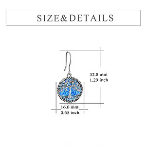 ONEFINITY Tree of Life Earrings Sterling Silver Blue Opal Tree of Life Dangle Drop Earrings Tree of Life Jewelry for Women Jewelry Gifts