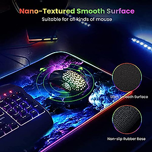 RGB Gaming Mouse Pad, Gerlos Large Extended Soft Led Mouse Pad with 12 Lighting Modes 2 Brightness Levels, Water Resist Keyboard Pad, Computer Keyboard Mousepads Mat 800 x 300mm / 31.5×11.8 inches