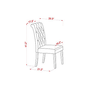 HomeStock African Artistry 5Pc Kitchen Set for 4 includes A Small Dining Table and 4 Parsons Chairs with Dark Coffee Color Linen Fabric, Drop Leaf Table with Full Back Chairs, Oak Finish