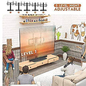 Universal Swivel TV Stand/Base Table Top TV Stand 40 to 86 inch TVs 110 Degree Swivel, 5 Level Height Adjustable, Heavy Duty Tempered Glass Base, Holds up to 132lbs Screens, HT04B-003