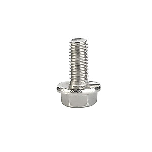 M6 x 12mm Flanged Hex Head Bolts Flange Hexagon Screws, Stainless Steel A2, DIN 6921, 25 PCS