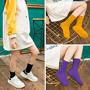 KEREDA Little Kids Girls Slouch Crew Socks Toddler Cotton Dress Sock 6-8 Years Multicolor