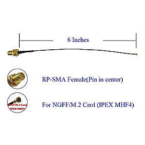 Tenmory UFL to SMA M.2 NGFF U.FL to RP-SMA Female MHF4 IPX4 IPEX4 Ipex Connector Pigtail Antenna Extension Cable (15cm (2 Pcs))