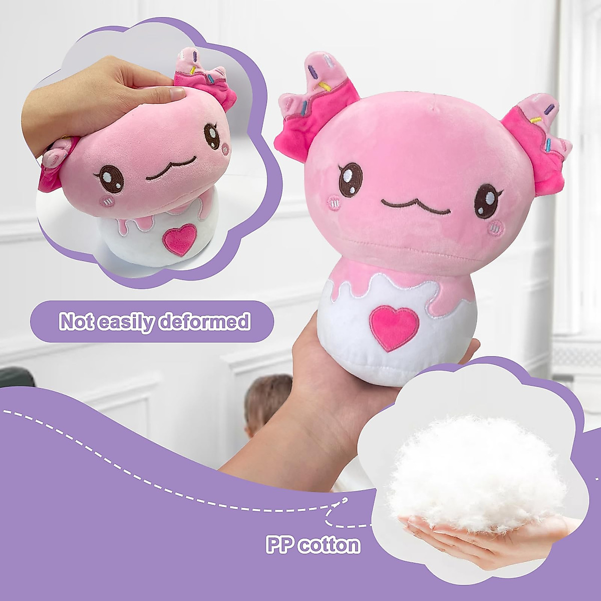 NXNYNZ 8 inch Cute Axolotl Plush Stuffed Animal, Soft Plush Axolotl Pillow Toy,Kawaii Axolotl Kitten Plushies for Christmas Girls Baby Kids