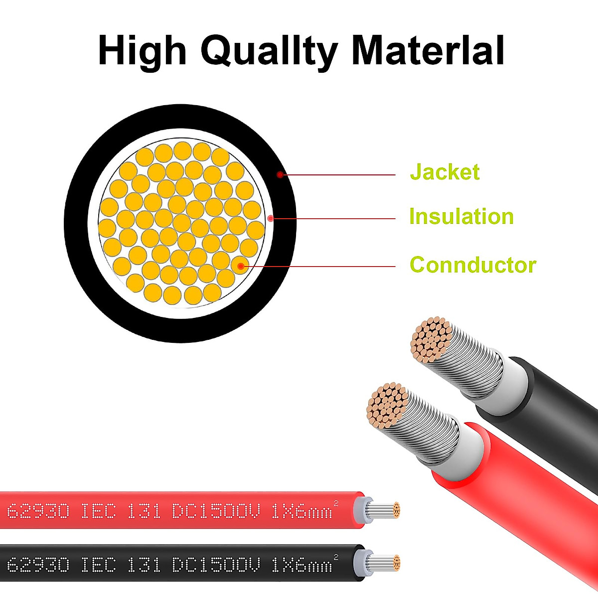 JXMXRPV Solar Charge Controller Extension Cable 20 Ft 10AWG (6mm²) with Female and Male Connector, Weatherproof Solar Panel Extension Cable Wire Adapter Kit for Home Boat RV Solar Panels (20FT 10AWG)