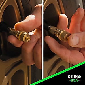 Rhino USA Adjustable Tire Deflators with Gauge (0-60psi) Calibrated & Automatic Tire Air Down Tool - Large 2" Easy Read Glow Dial & Solid Brass Hardware - Best Offroad Deflator for Jeep, Truck or ATV
