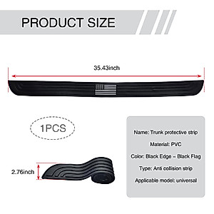 Fogfar 1 PC Car Trunk Anti-Scratch Strip, 35.43" x 2.75" PVC American Flag Black Edge Three-Dimensional Printed Protective Sticker, Self-Adhesive Decorative Accessories, for Cars, SUVs (Black)
