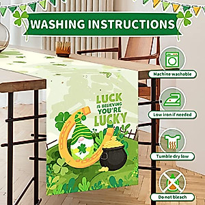 Funux St Patricks Day Table Runner 72 Inches Long, St Patrick's Day Decorations Spring Gnome Kitchen Dining Table Decoration for Indoor Outdoor St Patricks Day Home Decor
