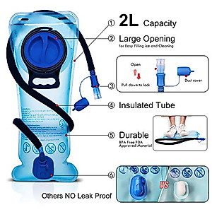 Mothybot Hydration Pack, Insulated Hydration Backpack with 2L BPA Free Water Bladder and Storage, Hiking Backpack for Men, Women, Kids for Running, Cycling, Camping - Keep Liquid Cool up to 5 Hours