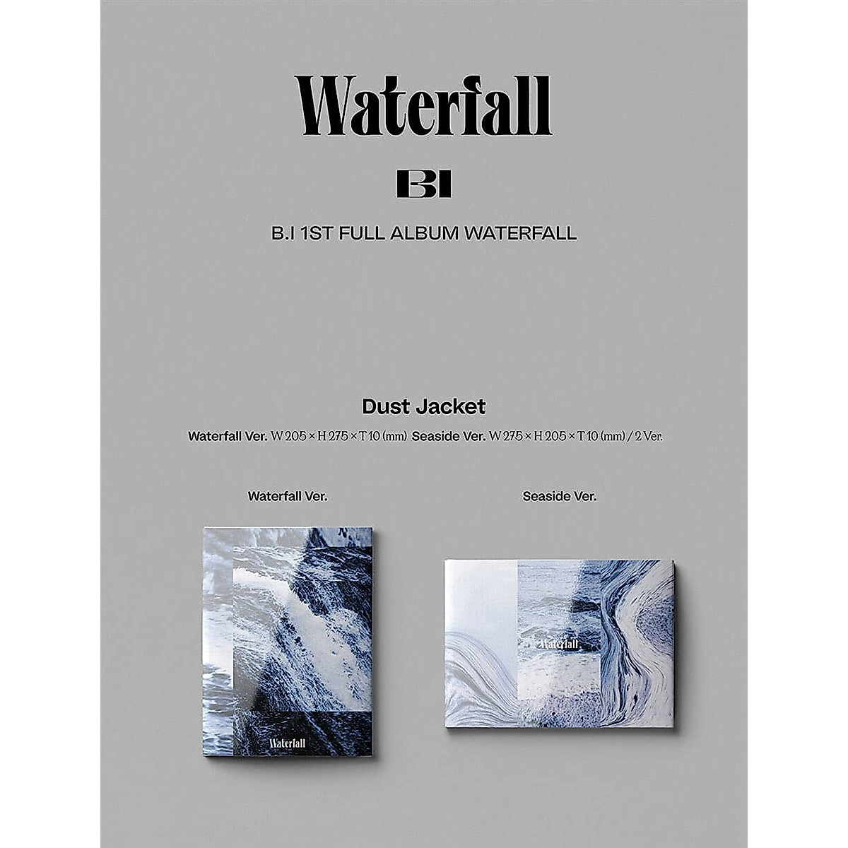 iKON B.I Waterfall 1st Full Album Waterfall Version CD+1p Folding Poster On Pack+96p PhotoBook+3p Postcard+1p Selfie PhotoCard+1p Sticker+1p Secret Letter+Tracking