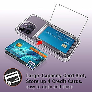 ZIYE for iPhone 14 Pro Max Case with Card Holder,for iPhone 14 Pro Max Wallet Case Store up 4 Credit Card Clear Case Anti-Scratch Shockproof Cover for iPhone 14 Pro Max 5G