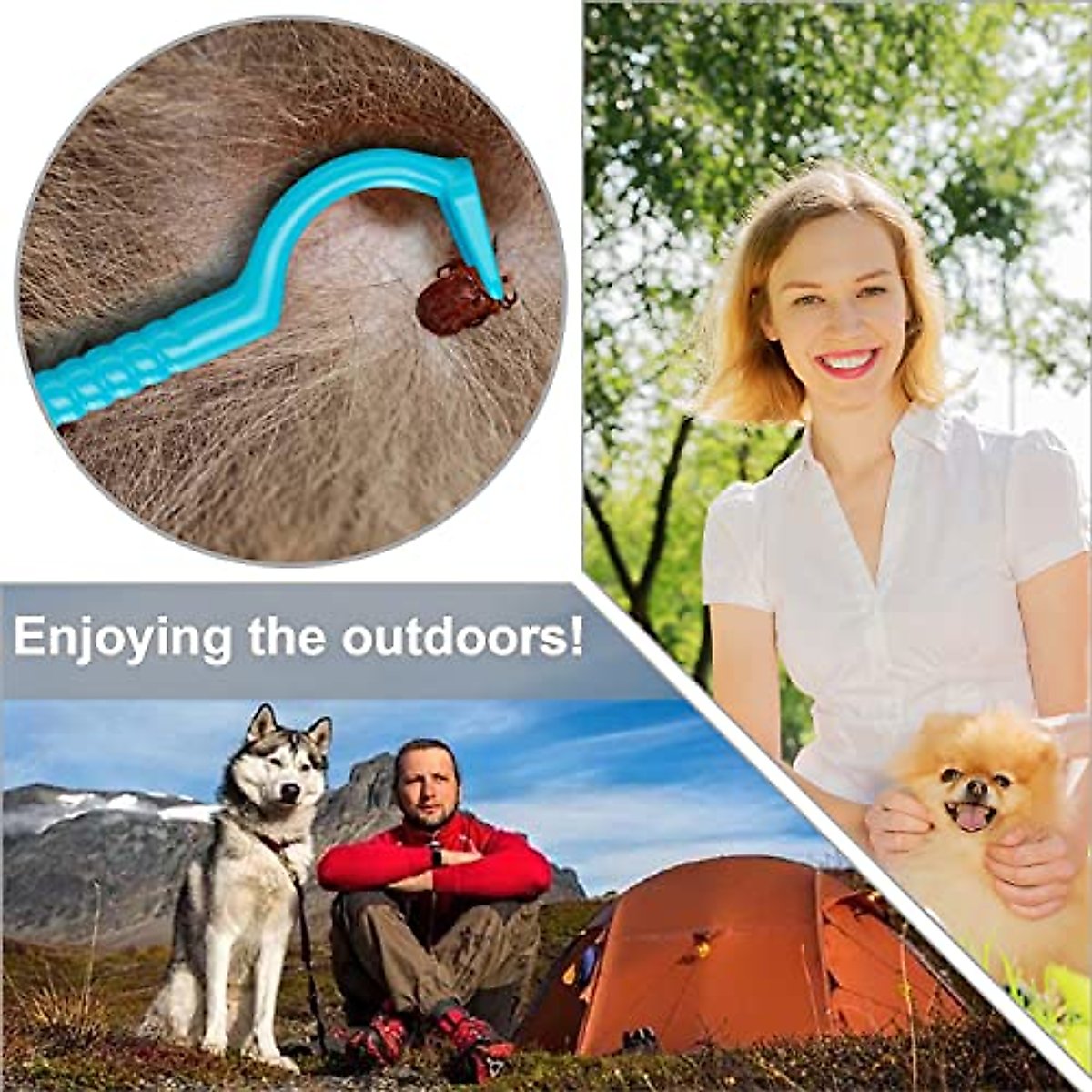 Tick Remover Tool for Dogs, Cats, and Humans - Painlessly Remove Ticks in Seconds - Set of 3 Tick Hooks, Including Storage Box