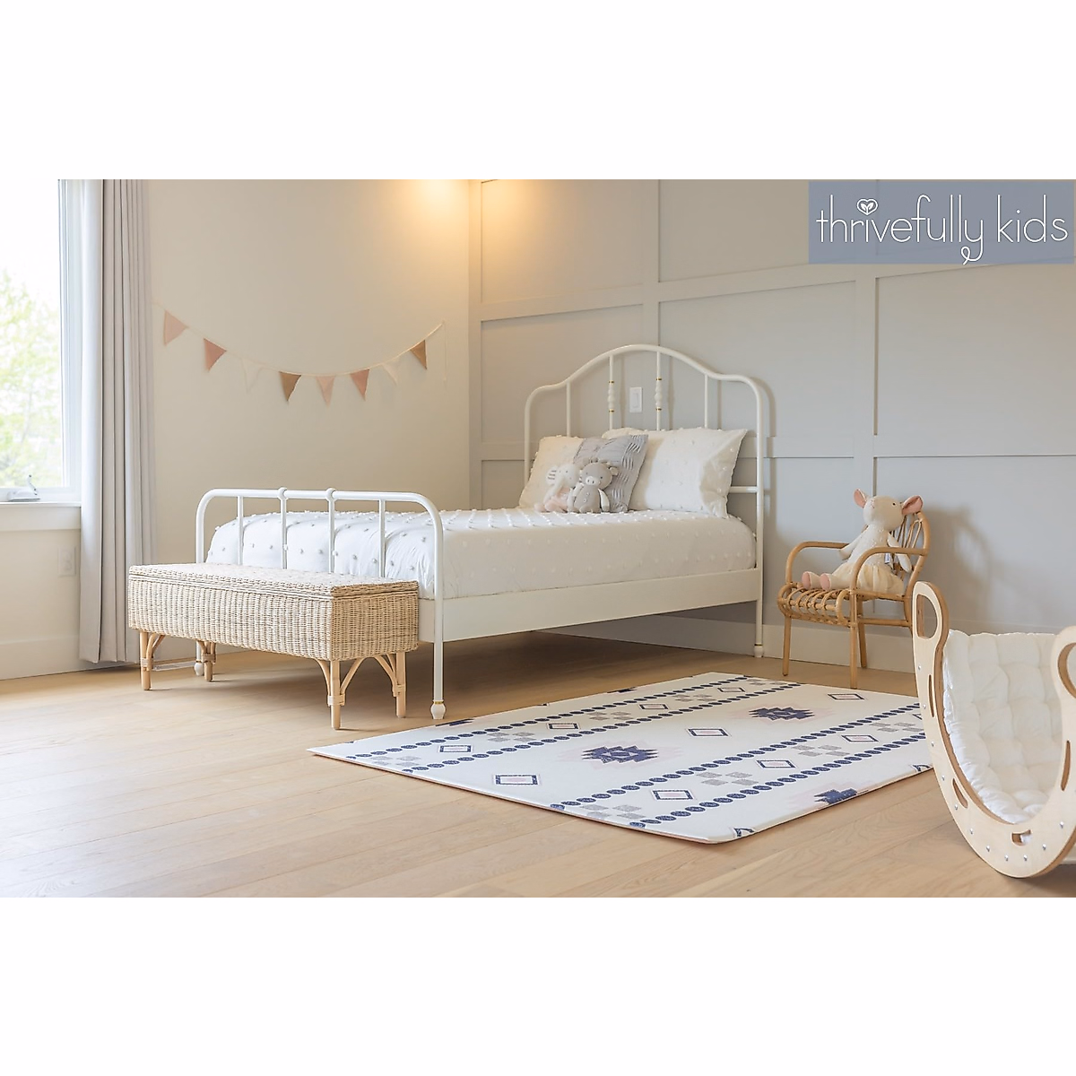 ThriveFully Kids Baby Play Mat for Floor | Toddler Tummy Time Crawling Mat | Soft Non-Toxic Foam Playmat | Non-Slip Waterproof Reversible Easy to Clean (Lotus/Desert Pink - 78" x 54")