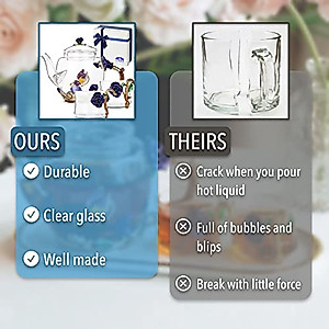 BTaT- Small Glass Tea Set, 2 Fancy Cups, Tea Pot Glass, Tea Kettle Set, Tea Pot, Glass Teapot, Tea Set for Adults, Glass Tea Kettle, Glass Tea Cup, Pretty Tea Cup, Teapot, Mother's Day Gift