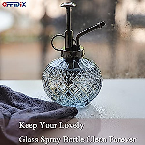OFFIDIX Plant Mister, Vintage Glass Spray Bottle, Flower Mister 300ML Small Watering Can with Plastic Top Pump, Spray Bottle for Garden, Plants, Cleaning (Gray)