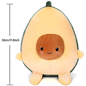 SNOWOLF Avocado Plush Cute Avocado Hugging Pillow Food Fruit Shaped Stuffed Doll Toy Soft Cushion (30cm/11.81in)