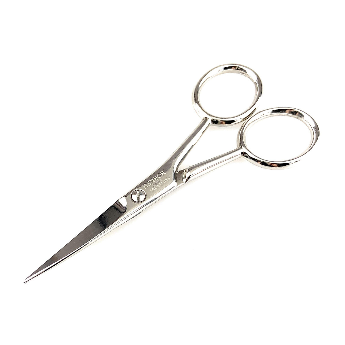 Henbor Italy Mustache & Beard Scissors - Premium Nickel Plated Special C45 Carbon Steel Professional Grooming Tool Mustache and Beard Hair Care | Handcrafted in Premana Italy |