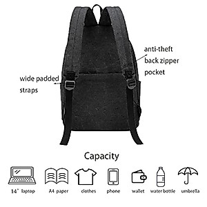 Canvas Backpack Laptop Backpack for Men Women College Gym Backpack Lightweight Travel Bag Casual Daypack with Water Bottler Holder Shoulder Bag Durable Rucksack