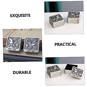 Kisangel 1 Set Box Fetal Hair Container Kickstand First Keepsakes Boxes Retro Keepsake Tin Tooth Holder Teeth Fairy Containter Fetal Hair Case Child Metal Zinc Alloy