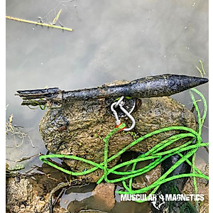 1225lb Double Sided Fishing Magnet Bundle Pack - Includes 6mm 100ft High Strength Nylon Rope with Carabiner, Non-Slip Nylon Gloves, Threadlocker, Grappling Hook & Tape (Complete Kit)