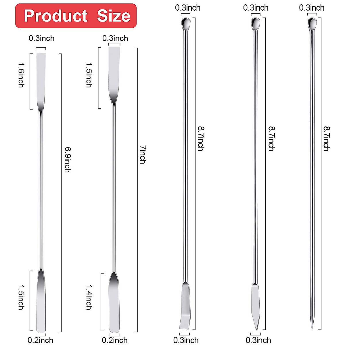 10 Pieces Stainless Steel Lab Spatula Micro Sampling Scoop Double Ended Mixing Spoon Laboratory Measuring Spoon for Powders Gel Cap Filler