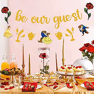Beauty and the Beast Banner, Be Our Guest Birthday Decorations Birthday Bachelorette Engagement Bridal Shower Baby Shower Birthday Party Beauty and the Beast Banner Party Supplies