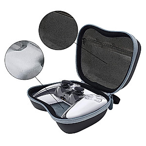 Case for PS5 Controller Accessories Bundle，6 in 1Accessories Kit for PS5 Controller with Carrying Travel Hard Case, Transparent Protective Cover Case, Thumb Grip Caps