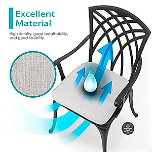 Nuu Garden 3 Piece Bistro Table Set Cast Aluminum Outdoor Patio Furniture with Umbrella Hole and Grey Cushions for Patio Balcony, Black with Golden Powder