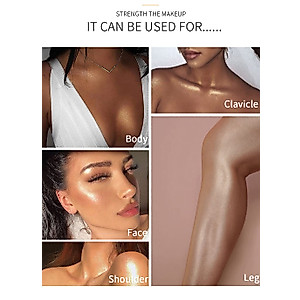 Yeweian Face Body Luminizer, Liquid Highlighter Makeup, Face Body Shimmer Glow Illuminator, Bronzer Smooth Shine Shimmer Liquid Foundation, Waterproof Moisturizing Body Highlighter
