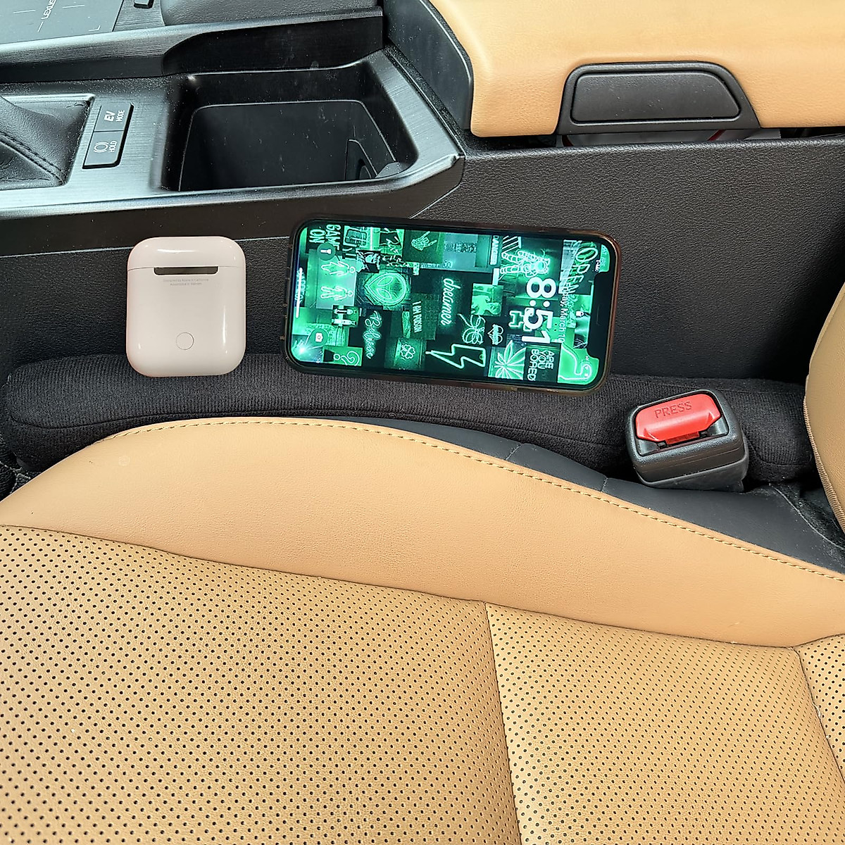 YLXGT Car Seat Gap Filler Universal for Car SUV Truck Accessories Seat Gap Blocker Fit Organizer Fill The Gap Between Seat and Console Stop Things from Dropping Pack of 2 Black