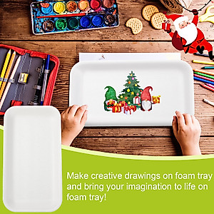 EBOOT 50 Pcs Crafts Foam Trays, White Foam Meat Food Plates Paint and Ink Mixing Plates Rectangle Printmaking Dish for DIY Art Craft Dissecting(8 x 4 x 1 Inches)